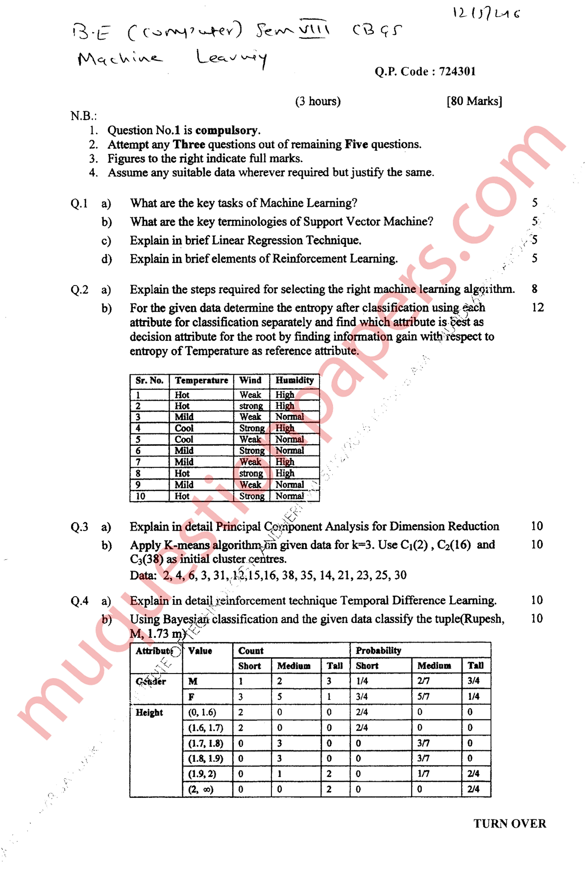 BE-Comps SEM8 ML MAY16 - Computer Engineering - Studocu
