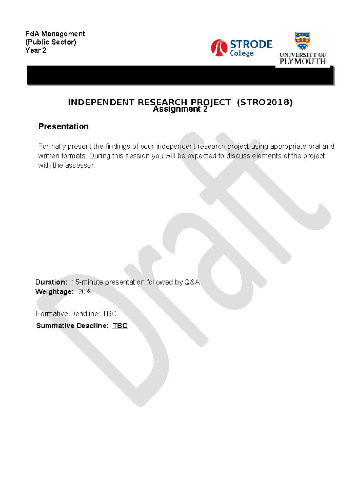 STRO2018 - Independent Research Project Assignment 2 2021-22 - FdA ...