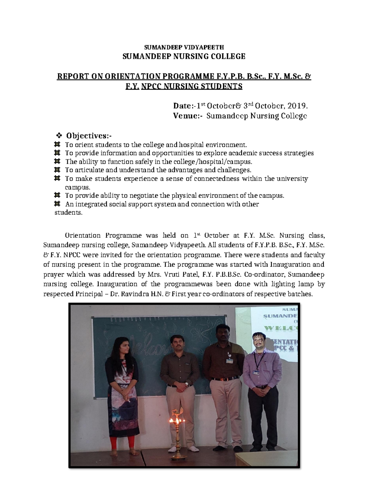 Orientation-report - complete orientation of college visit - SUMANDEEP ...