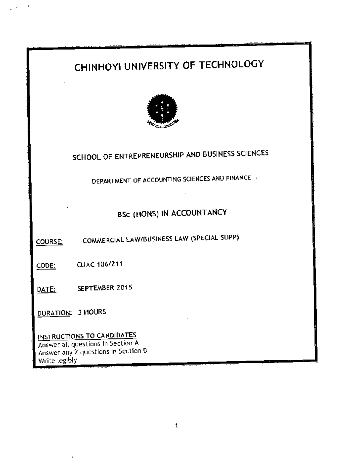 Exam 2015, questions - Commercial law - Studocu