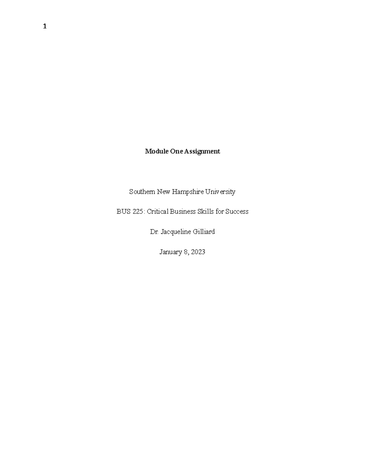 BUS225 Module One Assignment - Module One Assignment Southern New ...