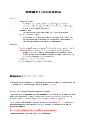 Cour complet de science politique 2020 2021 - INTRO SCIENCES POLITIQUES ...