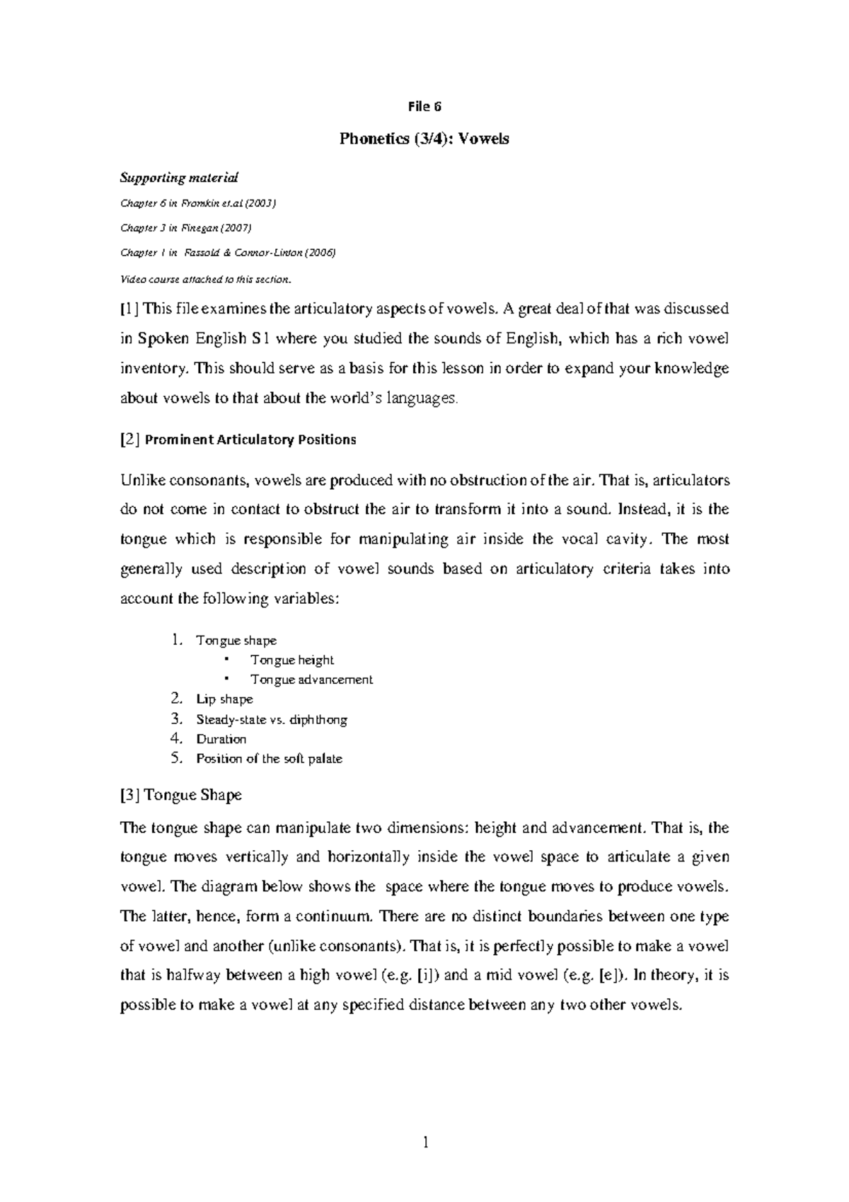 File 6 - a linguistic course - File 6 Phonetics (3/4): Vowels ...