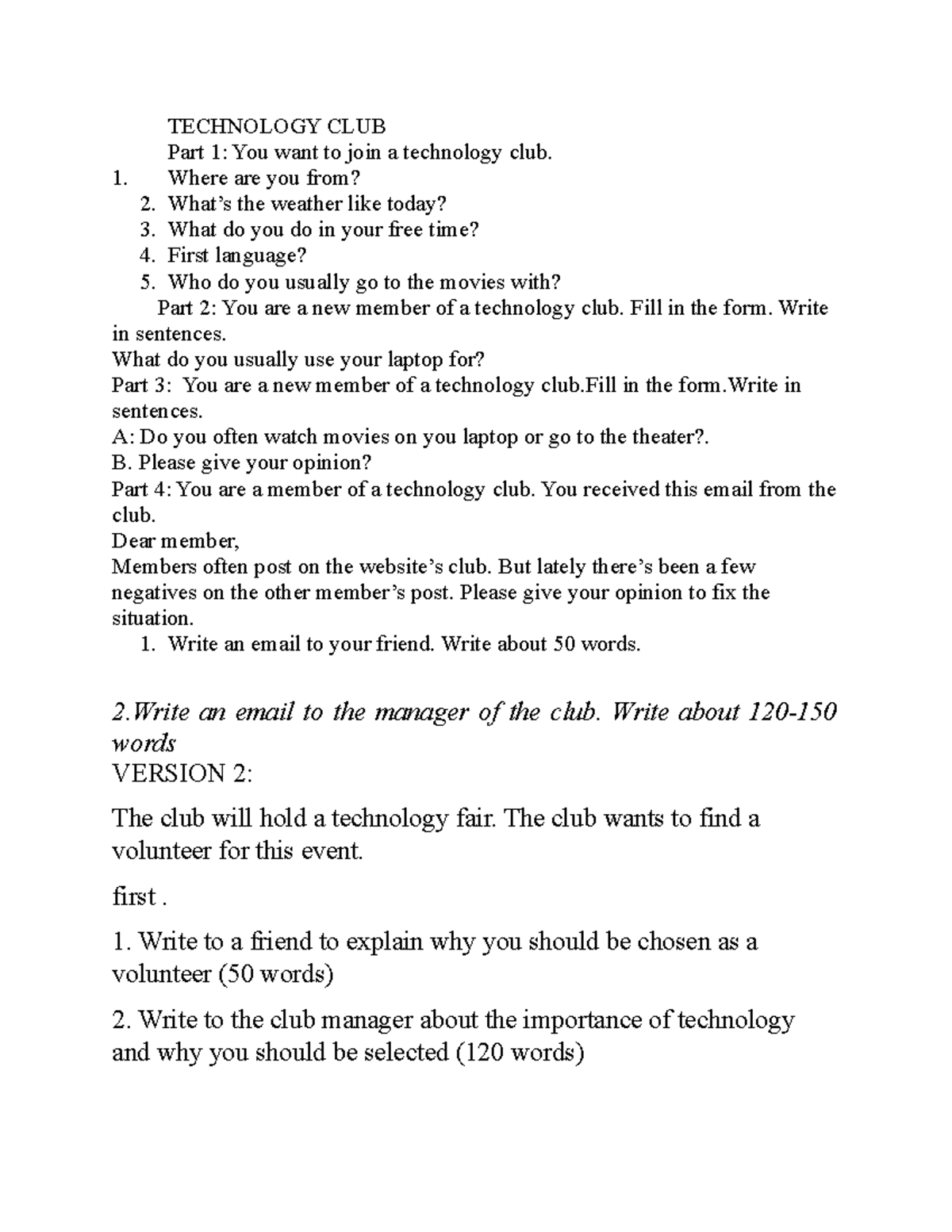 Technology-CLUB - non - TECHNOLOGY CLUB Part 1: You want to join a ...