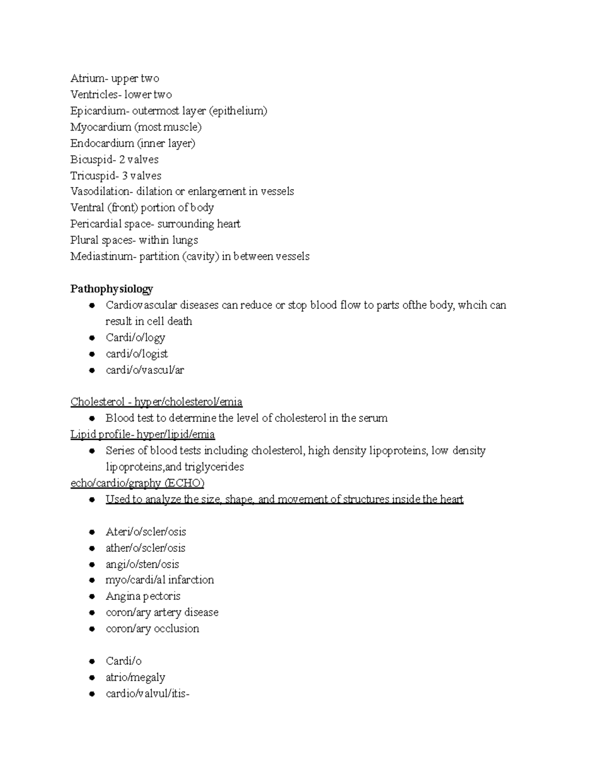 HSC Physiology notes - Atrium- upper two Ventricles- lower two ...