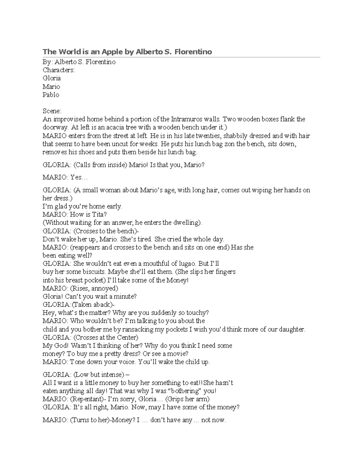 Grade 11 p Lay - Lesson 1 - The World is an Apple by Alberto S ...