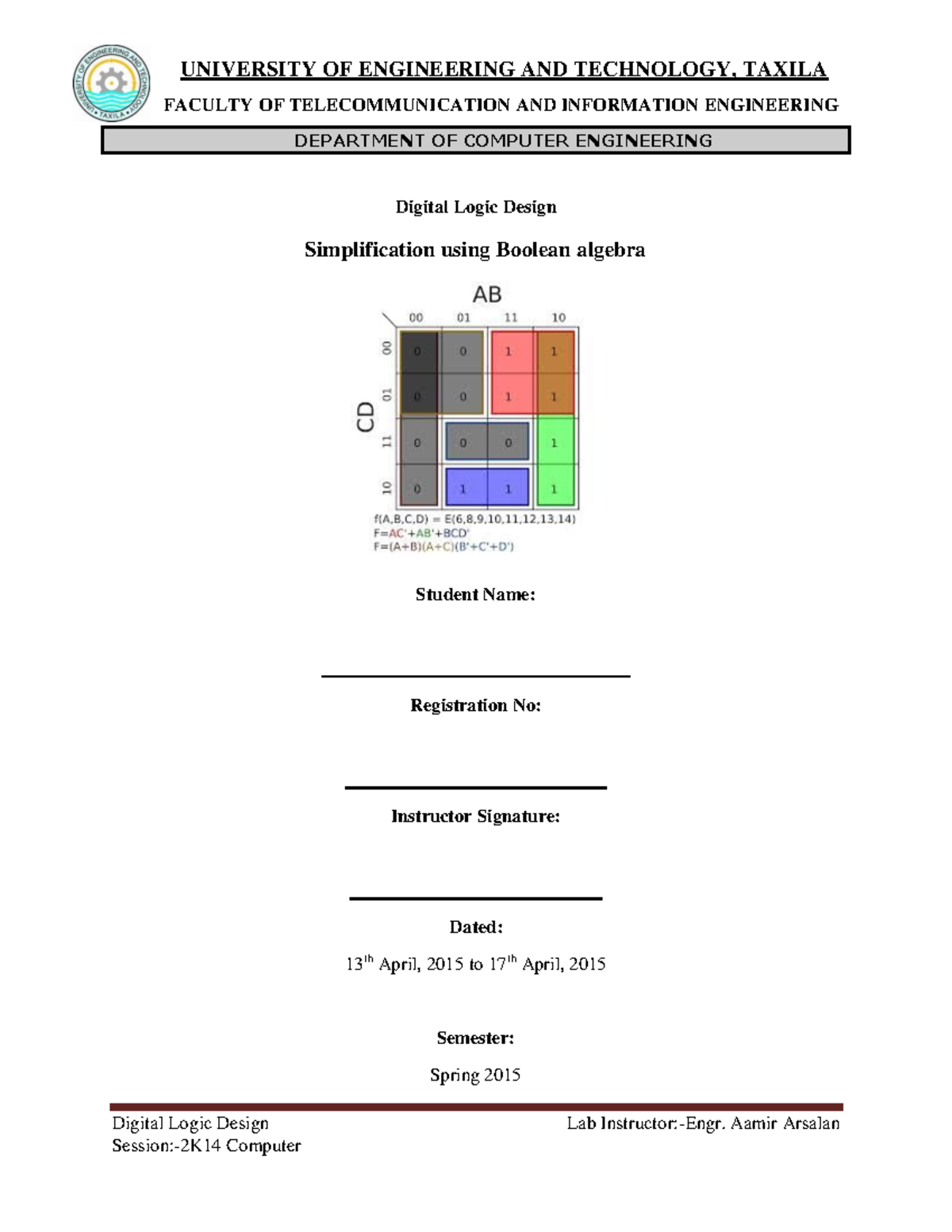 Lab Manual No 04 - practical work for the course - FACULTY OF ...