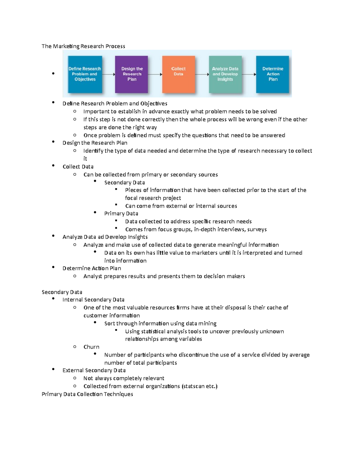 Marketing Research Notes - The Marketing Research Process Define ...