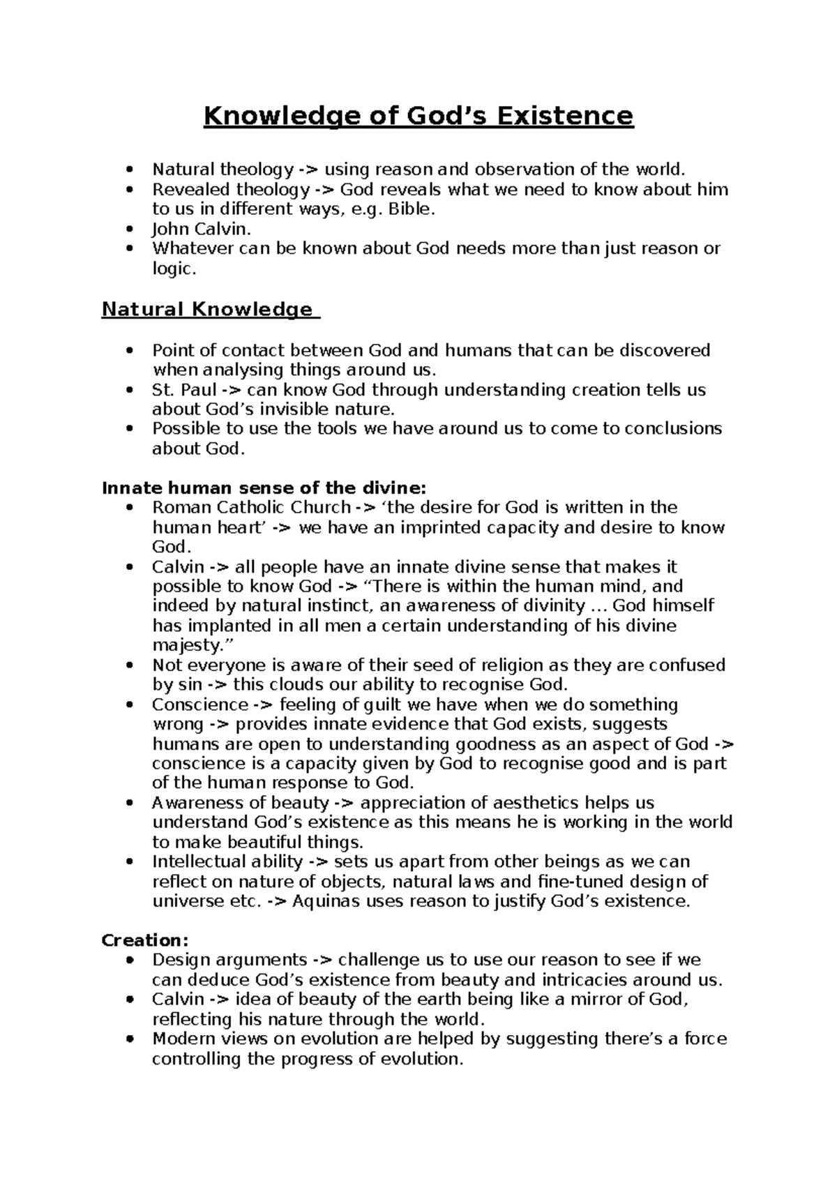 Knowledge of God's Existence - Knowledge of God’s Existence Natural ...