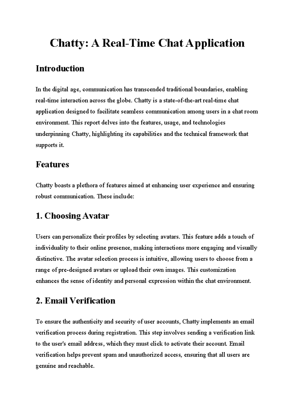 Report - Chatty: A Real-Time Chat Application Introduction In the ...