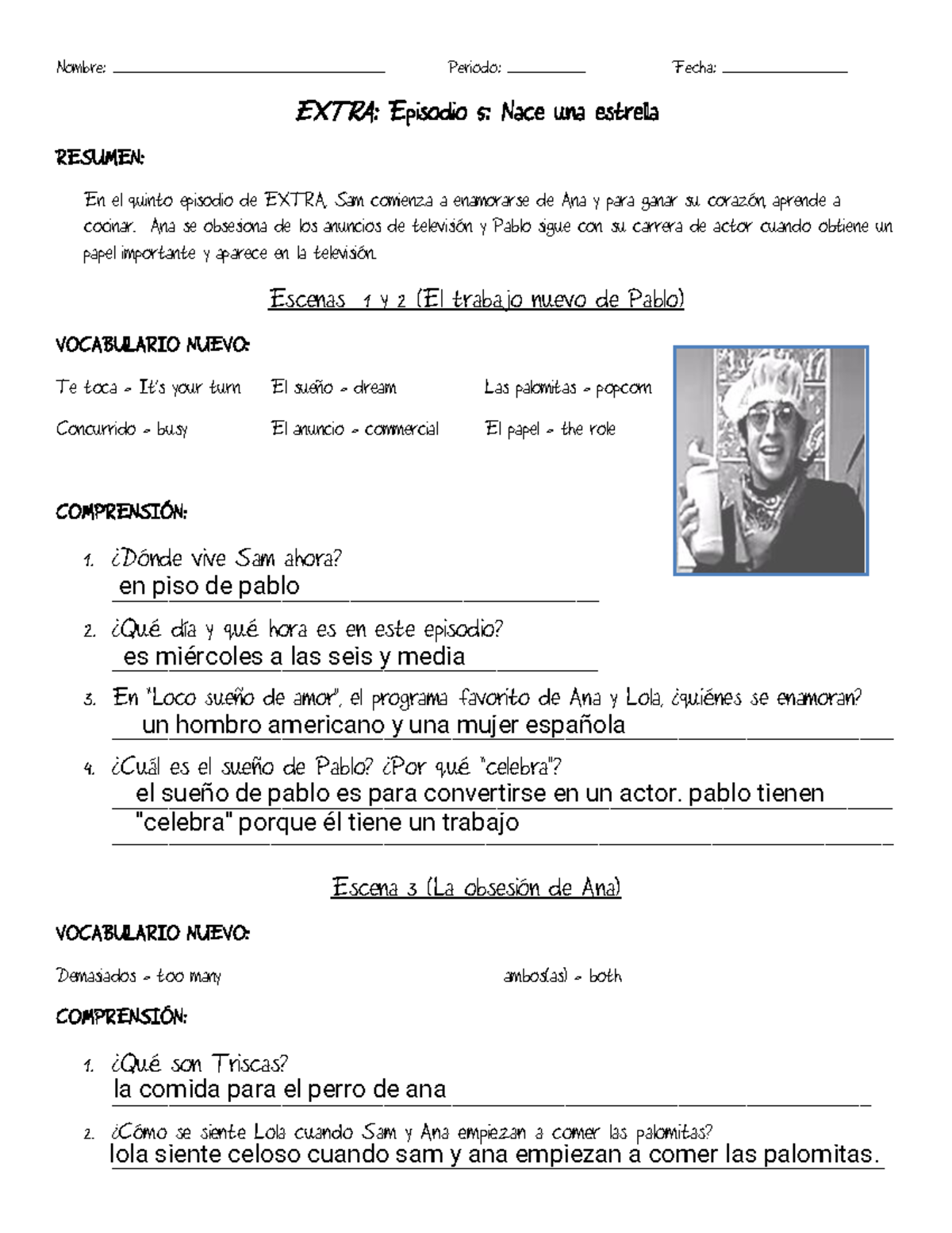 Extra episode 5 - Nombre: ___________________________________ Periodo ...