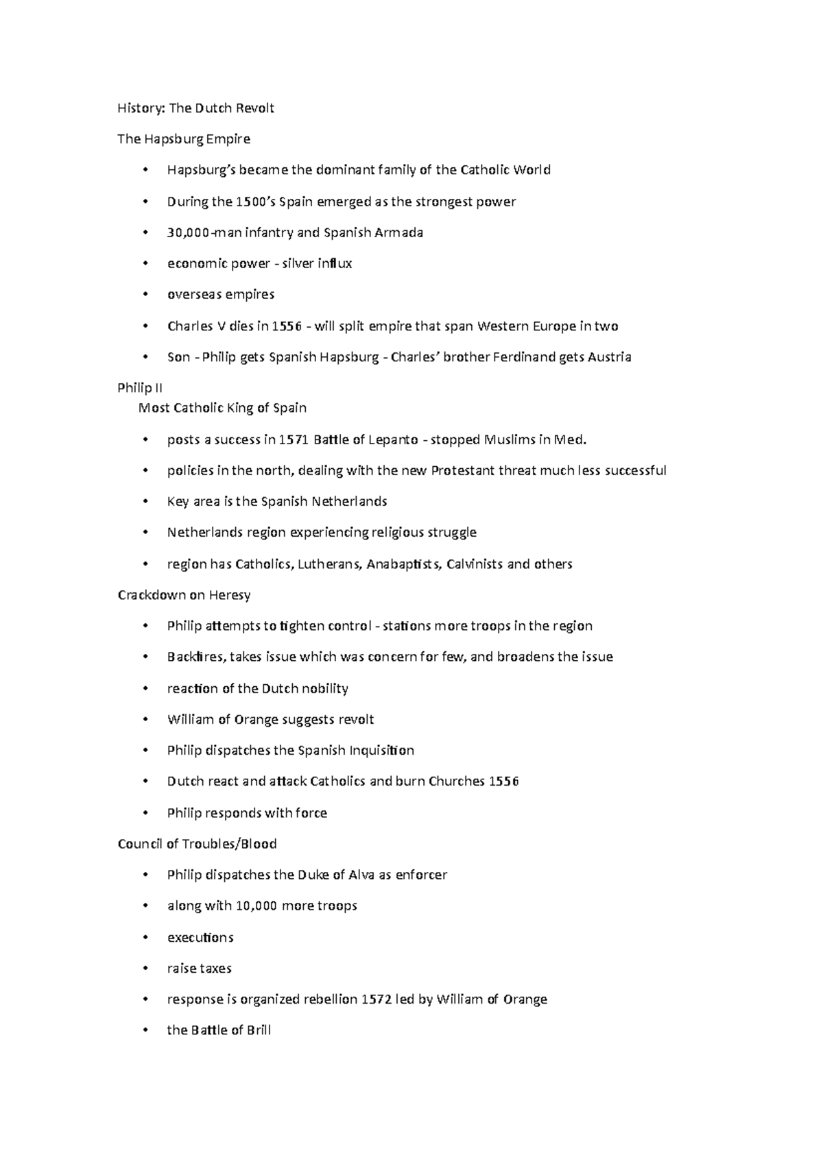 History, Dultch Revolt - History: The Dutch Revolt The Hapsburg Empire ...