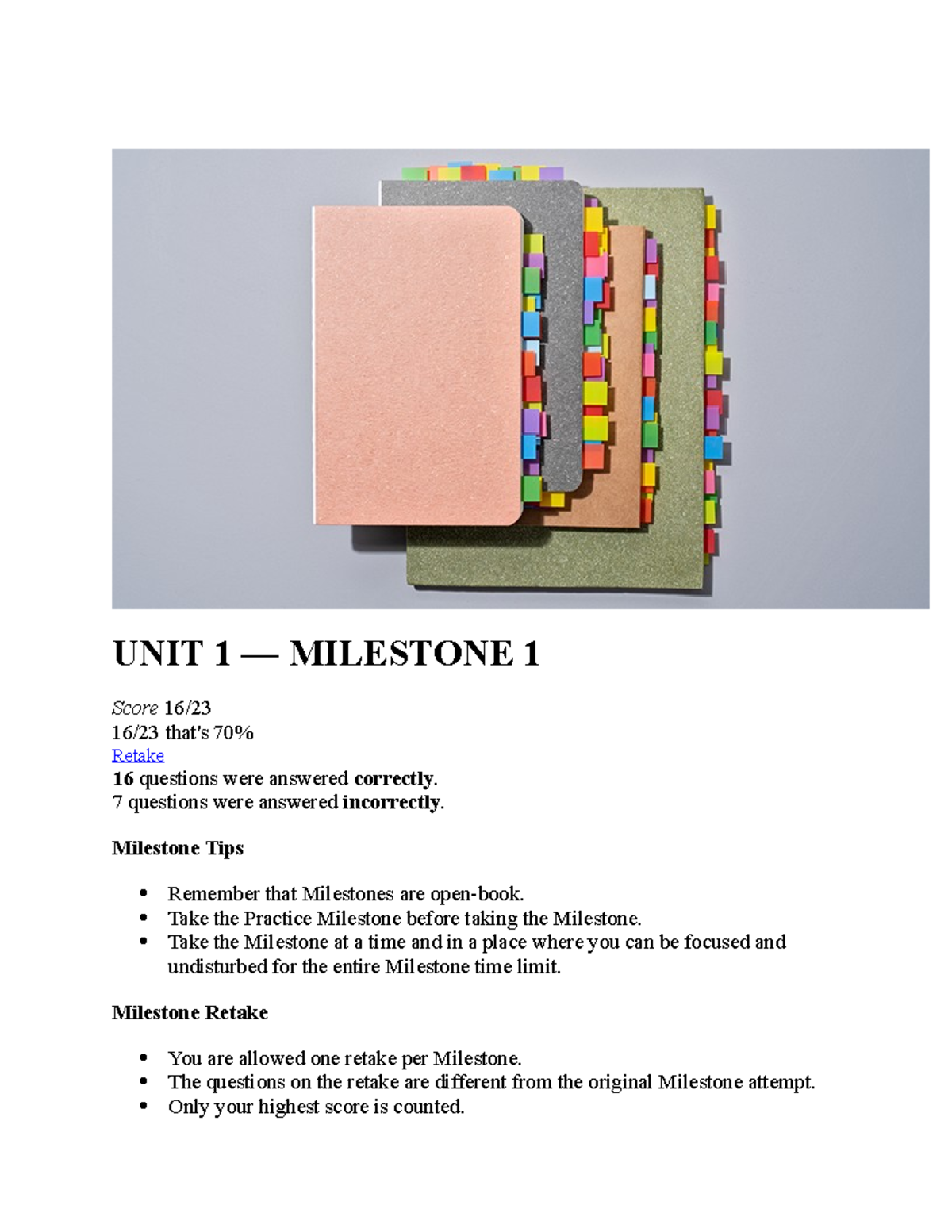 Business management milestone 1 - UNIT 1 — MILESTONE 1 Score 16/ 16/23 ...