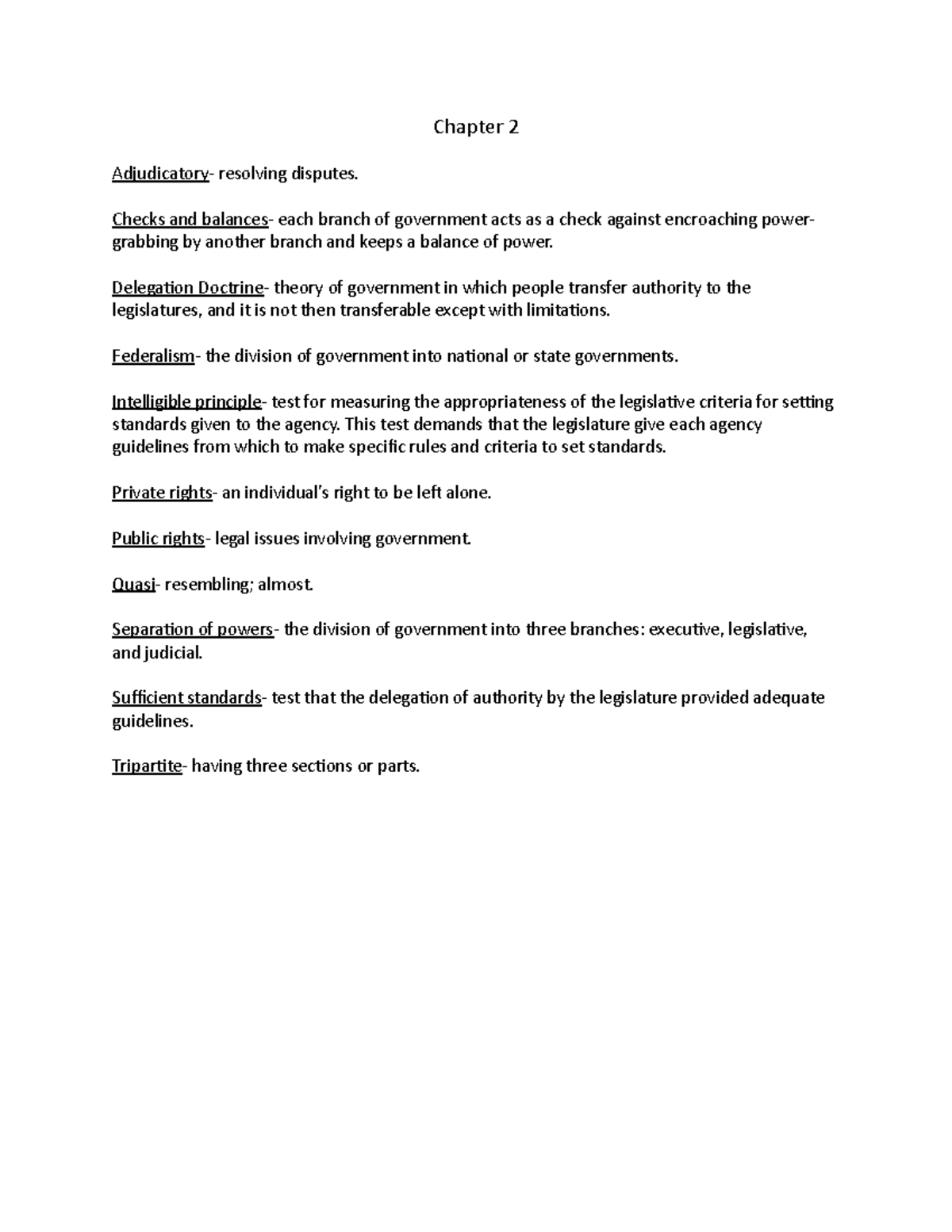 Admin Law Ch. 2 Notes - Chapter 2 Adjudicatory- resolving disputes ...