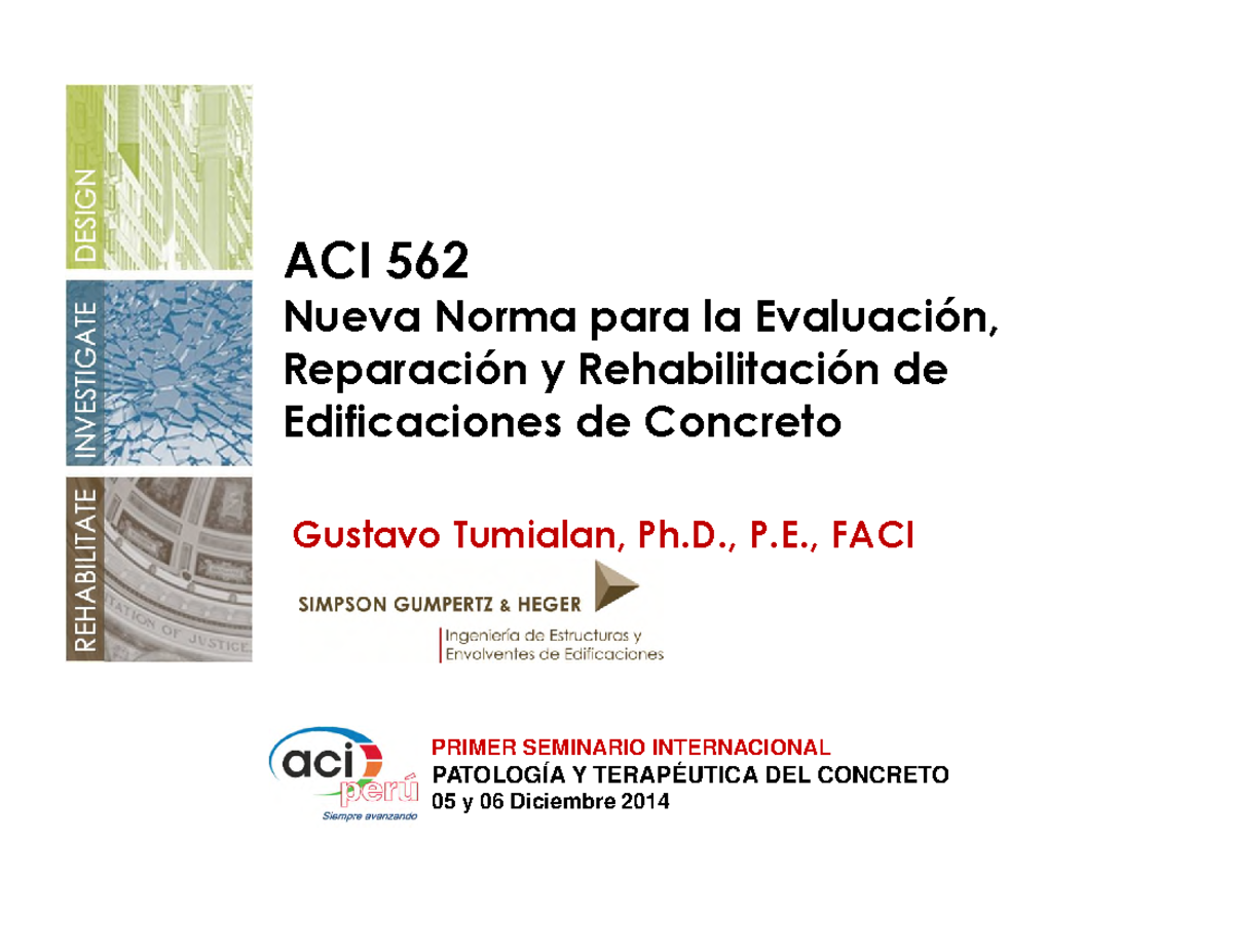 Tumialan reparacion de concreto - ACI 562 Nueva Norma para la ...