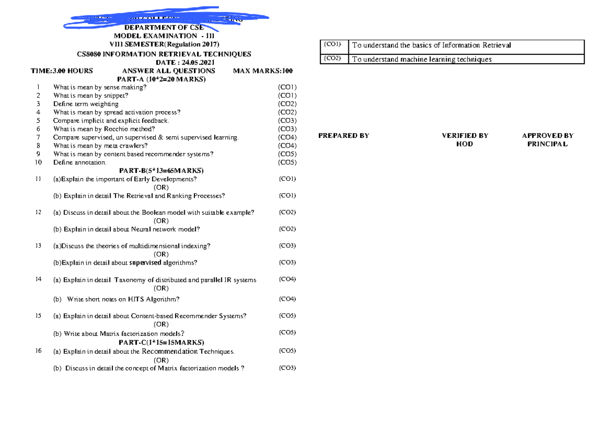 IR 240521 230108 150213 - PREPARED BY VERIFIED BY APPROVED BY HOD ...