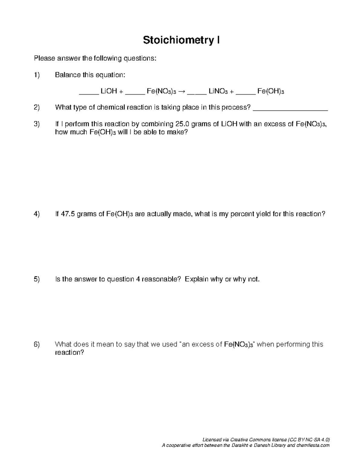 Stoichiometry i dd ch - Licensed via Creative Commons license (CC BY-NC ...