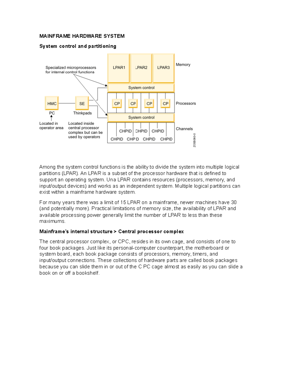 Mainframe hardware system - MAINFRAME HARDWARE SYSTEM System control ...