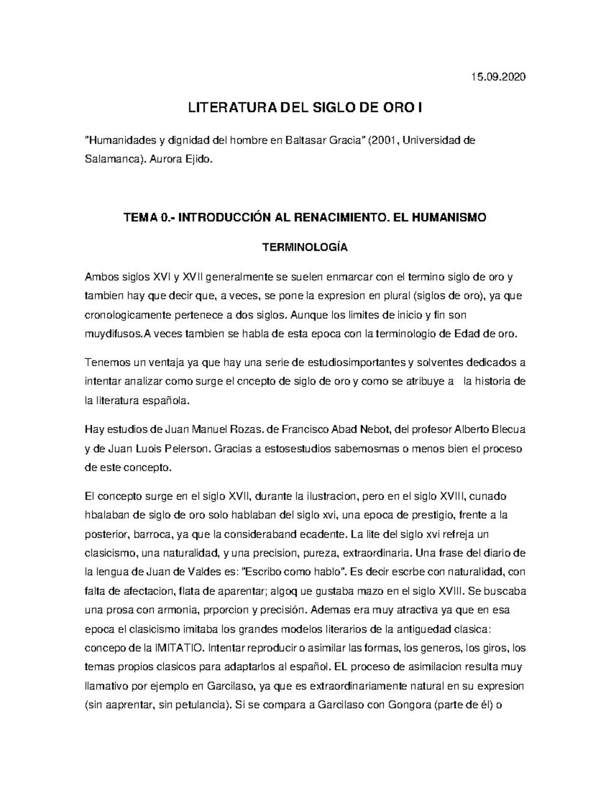Siglo de Oro I - Apuntes completos - 15. LITERATURA DEL SIGLO DE ORO I ...