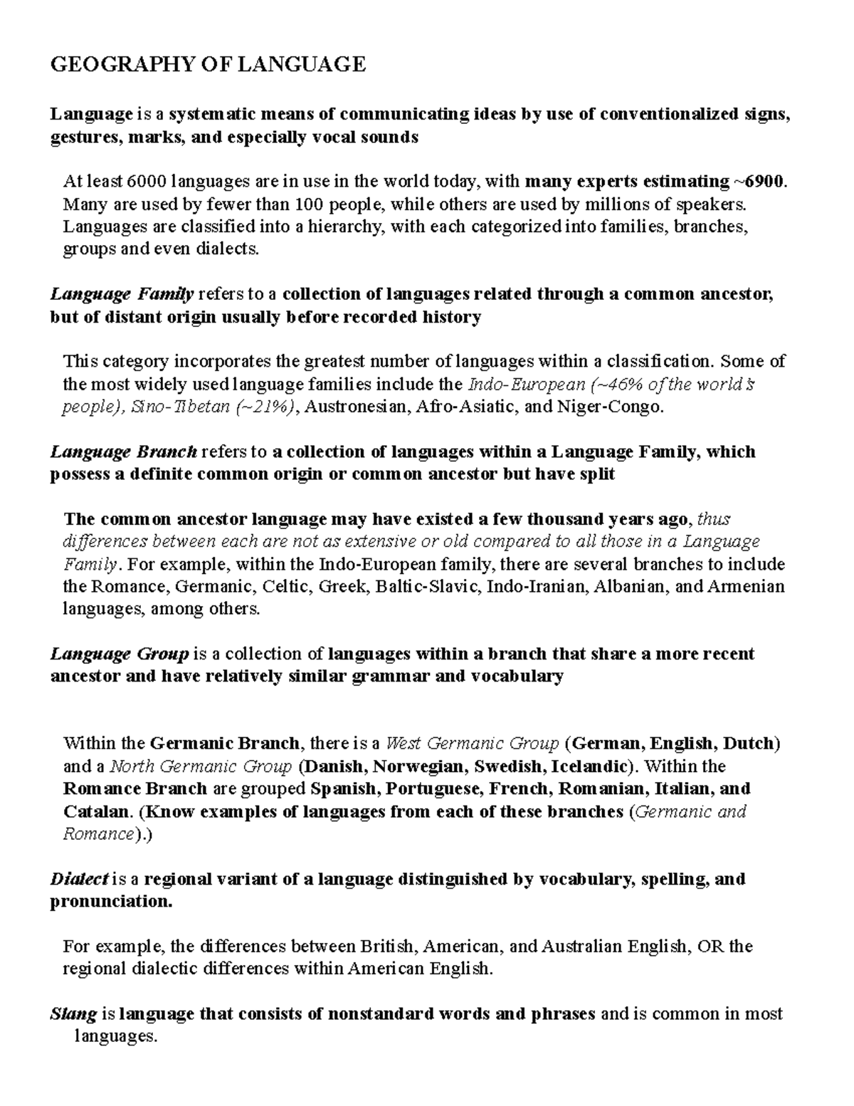 9-22-23 lec 10 geography of language - GEOGRAPHY OF LANGUAGE Language ...