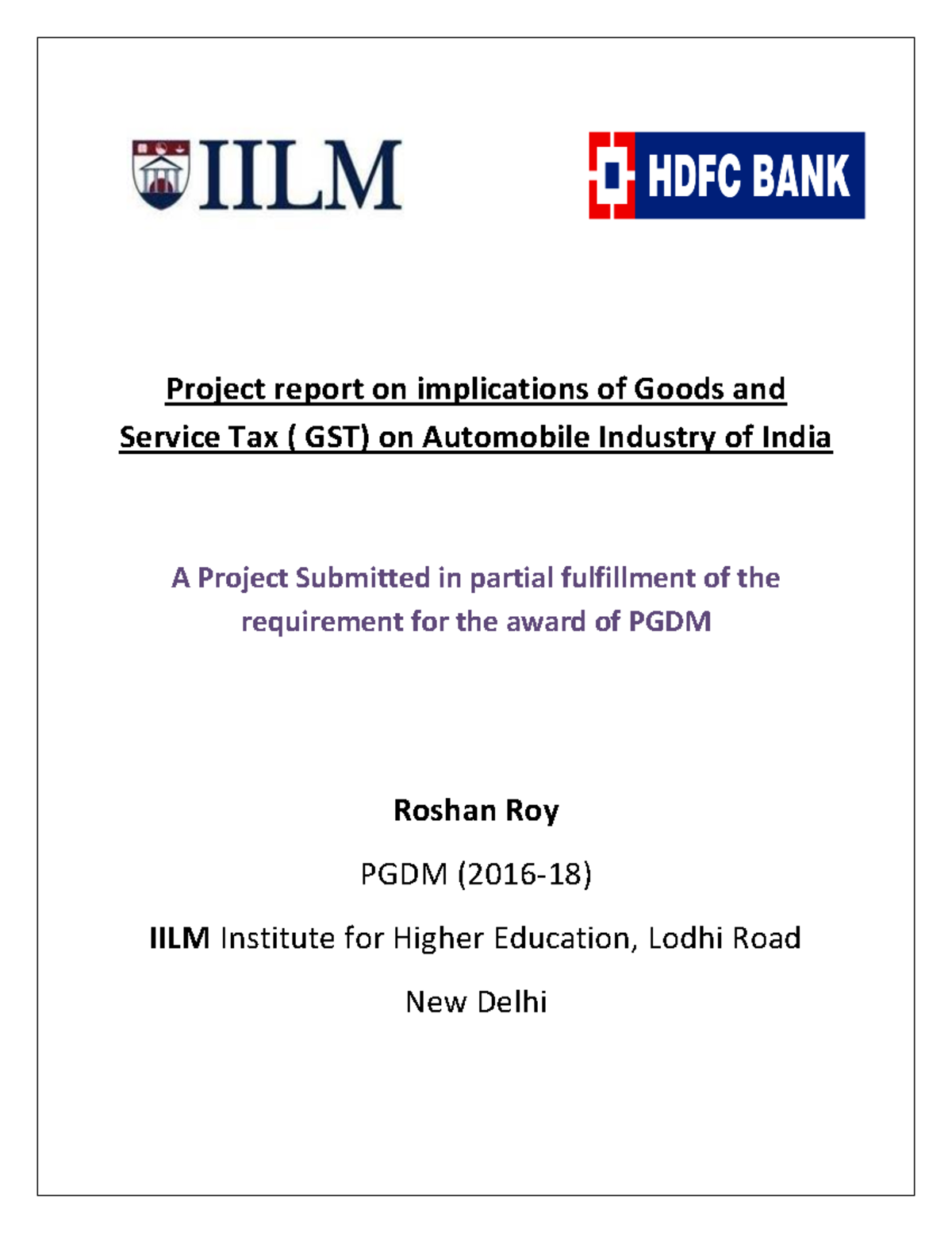 GST Project 1 mba in the year of 2021 to study gst on impact 2021 to ...