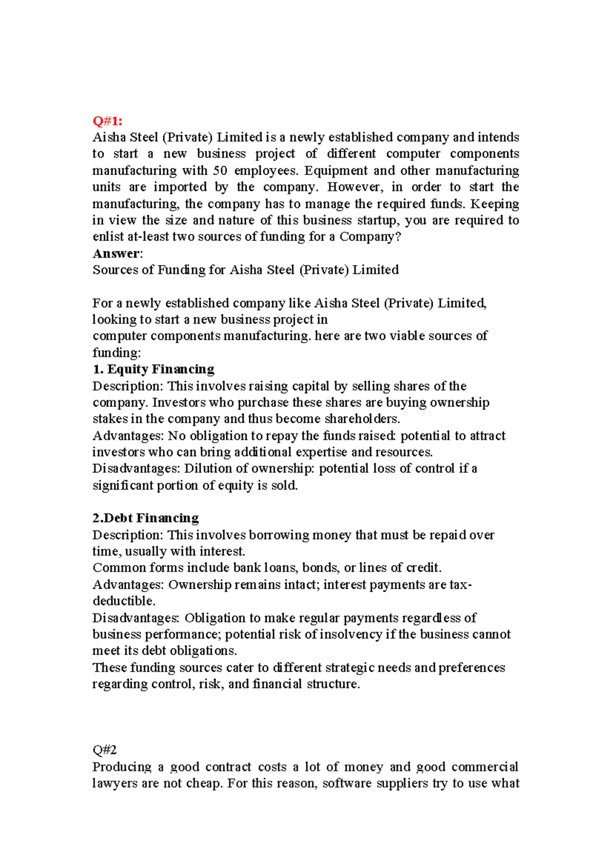 Cs 625 assignment solution 2 - Q#1: Aisha Steel (Private) Limited is a ...