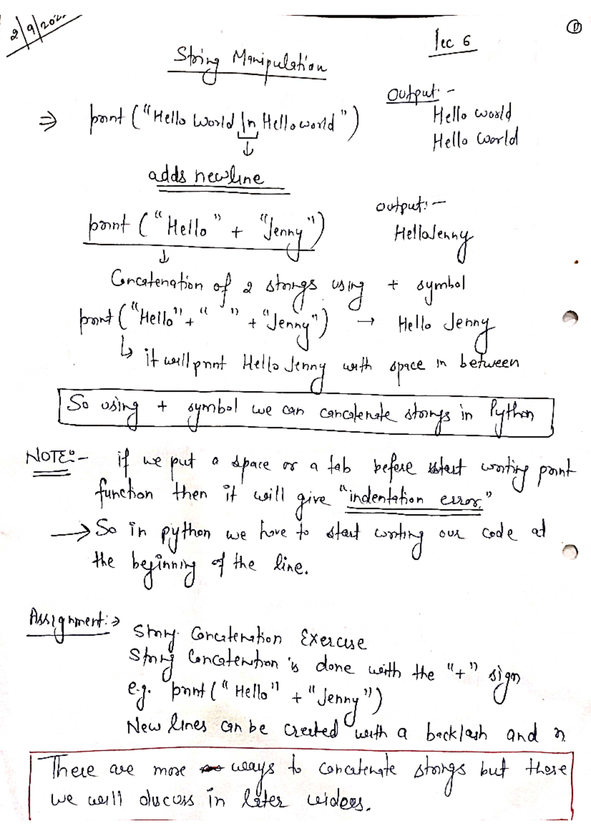 String Concatenation Using Sign Programming With Python Studocu