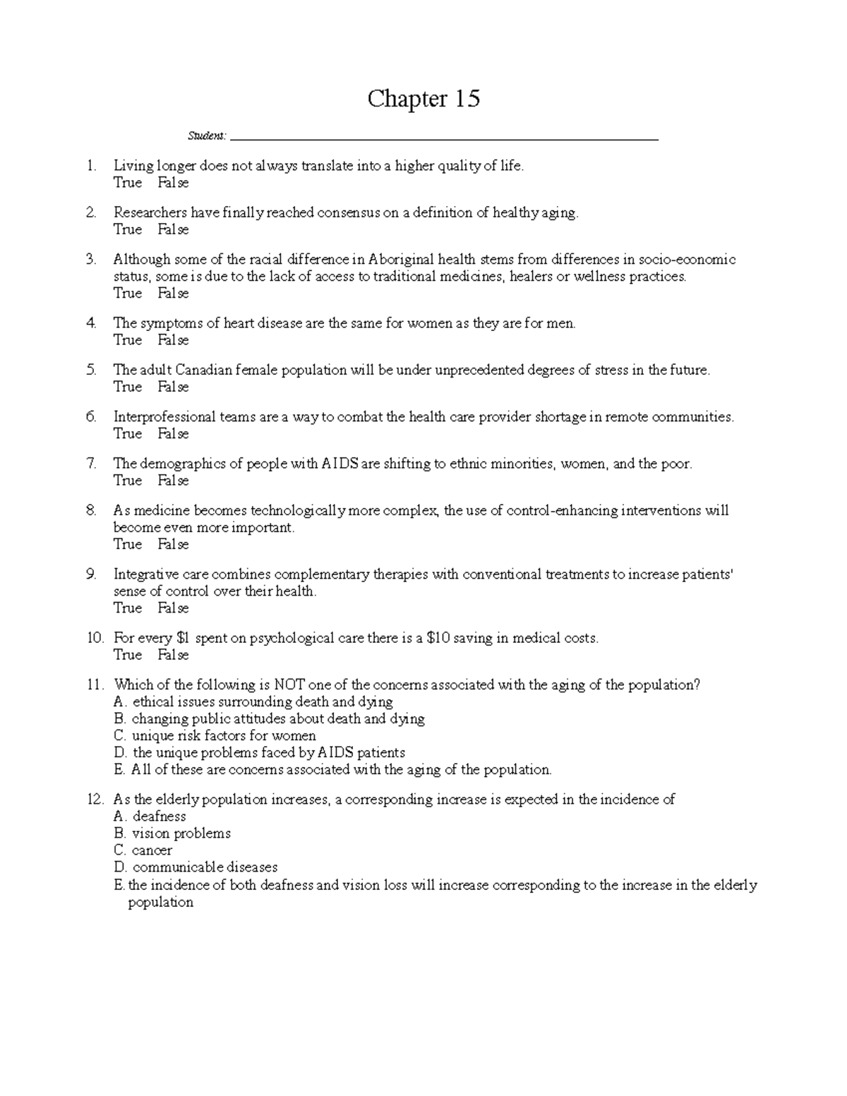 Chapter 15 - Testbank Answers - Chapter 15 Student: - Studocu