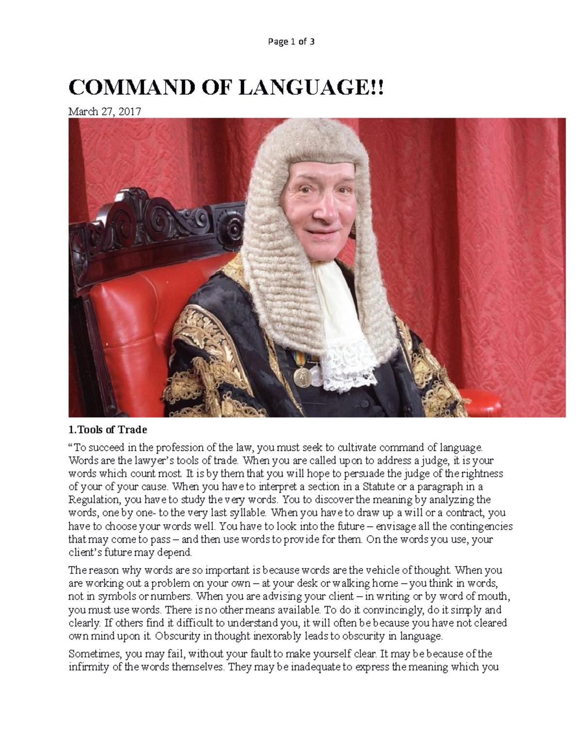 Commandofthelanguage - Page 1 of 3 COMMAND OF LANGUAGE!! March 27, 2017 ...