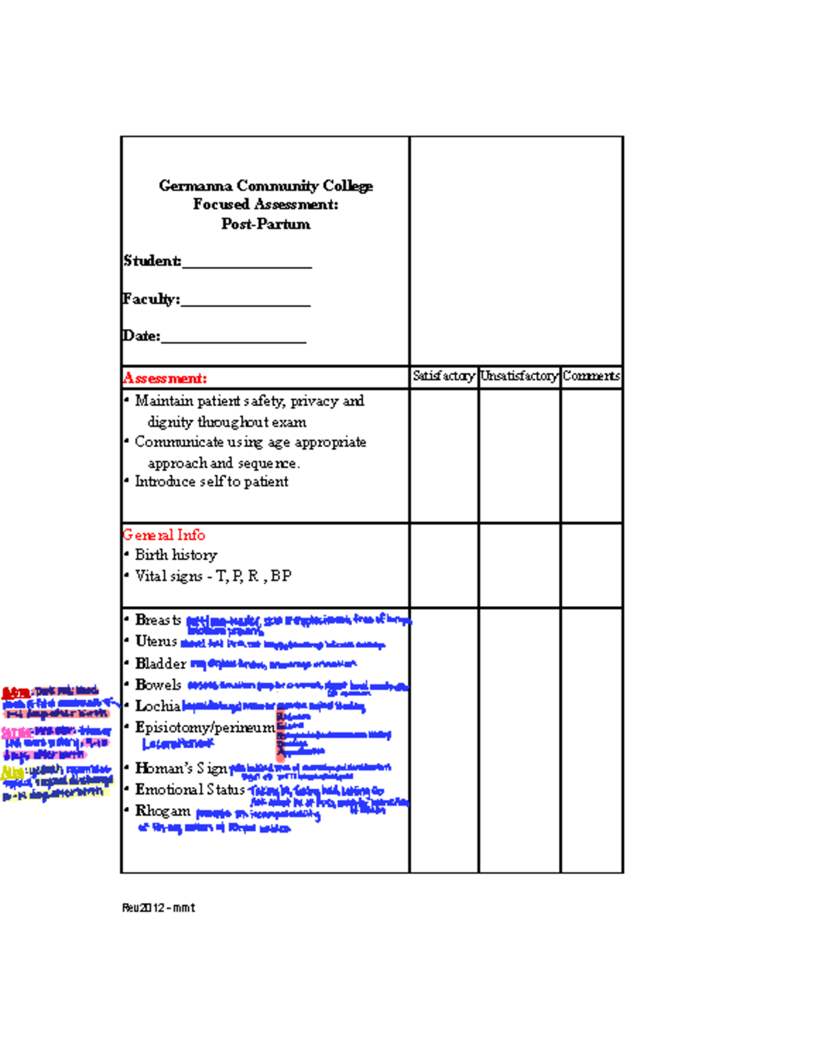 NSG 210 Post-Partum and Newborn assessments - Germanna Community ...