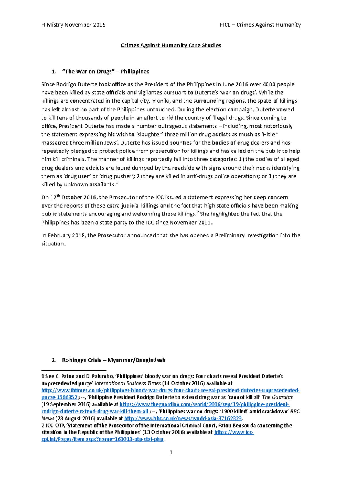 Crimes Against Humanity Case Studies - Crimes Against Humanity Case ...