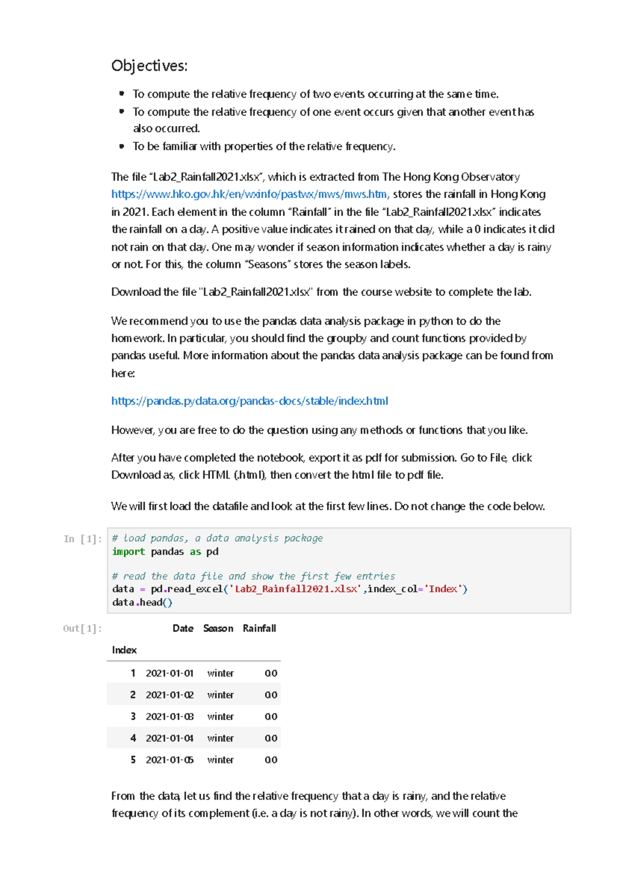 Lab2 - is about circuit - Objectives: To compute the relative frequency of two events occurring ...