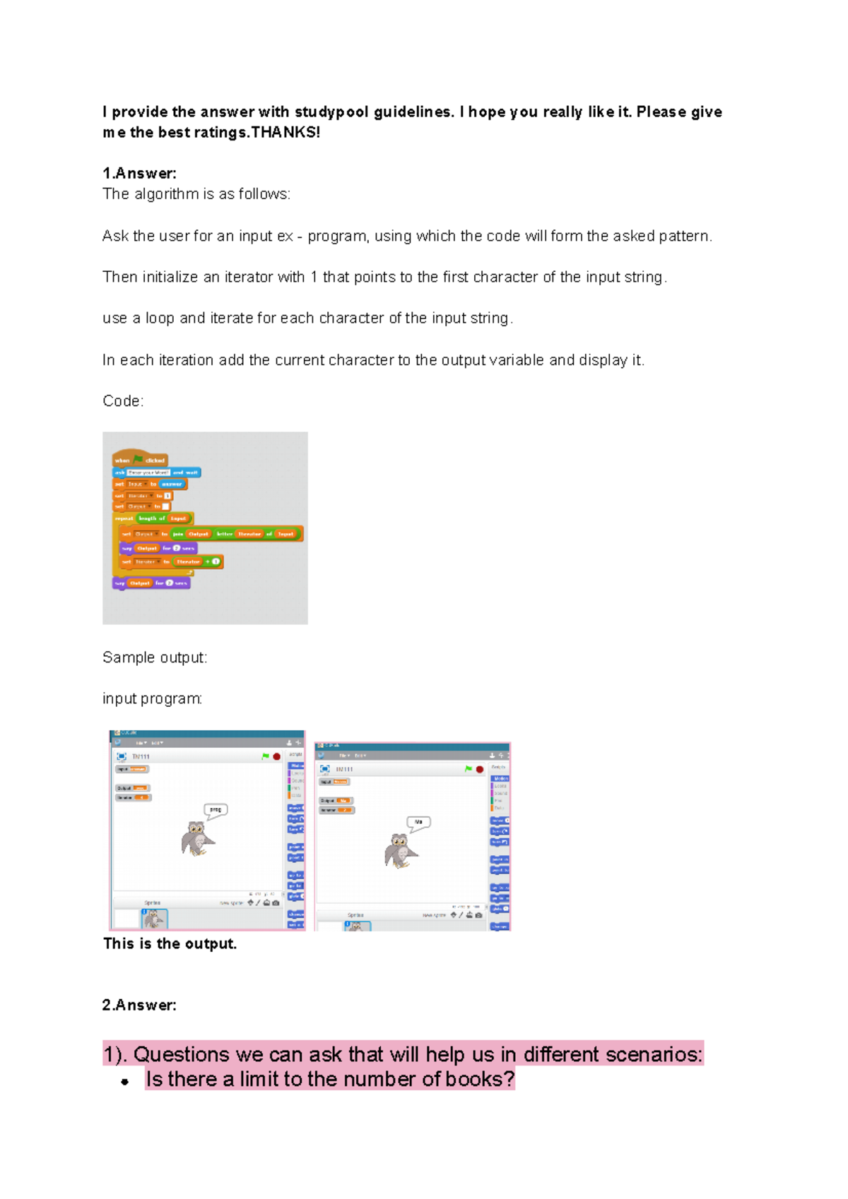 Answer 1 is very useful - I provide the answer with studypool ...