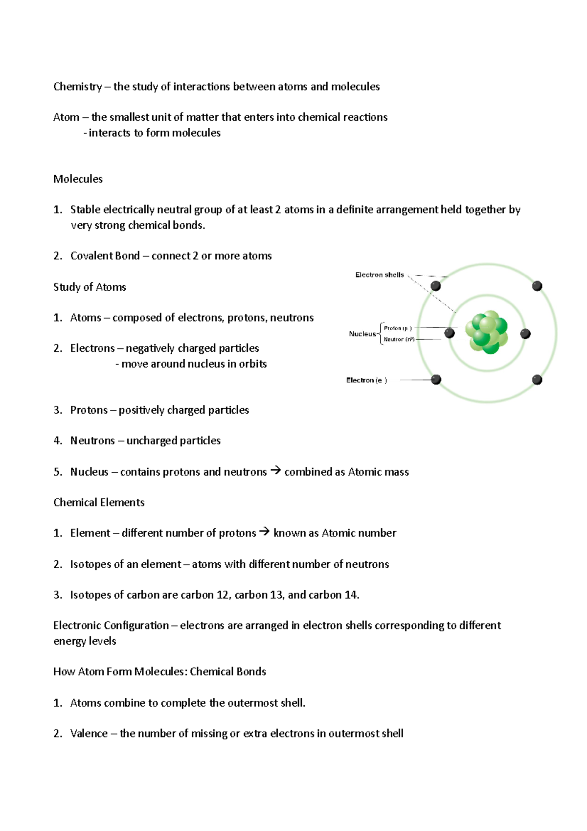 Chemistry – the study of interactions between atom - toms in a definite ...
