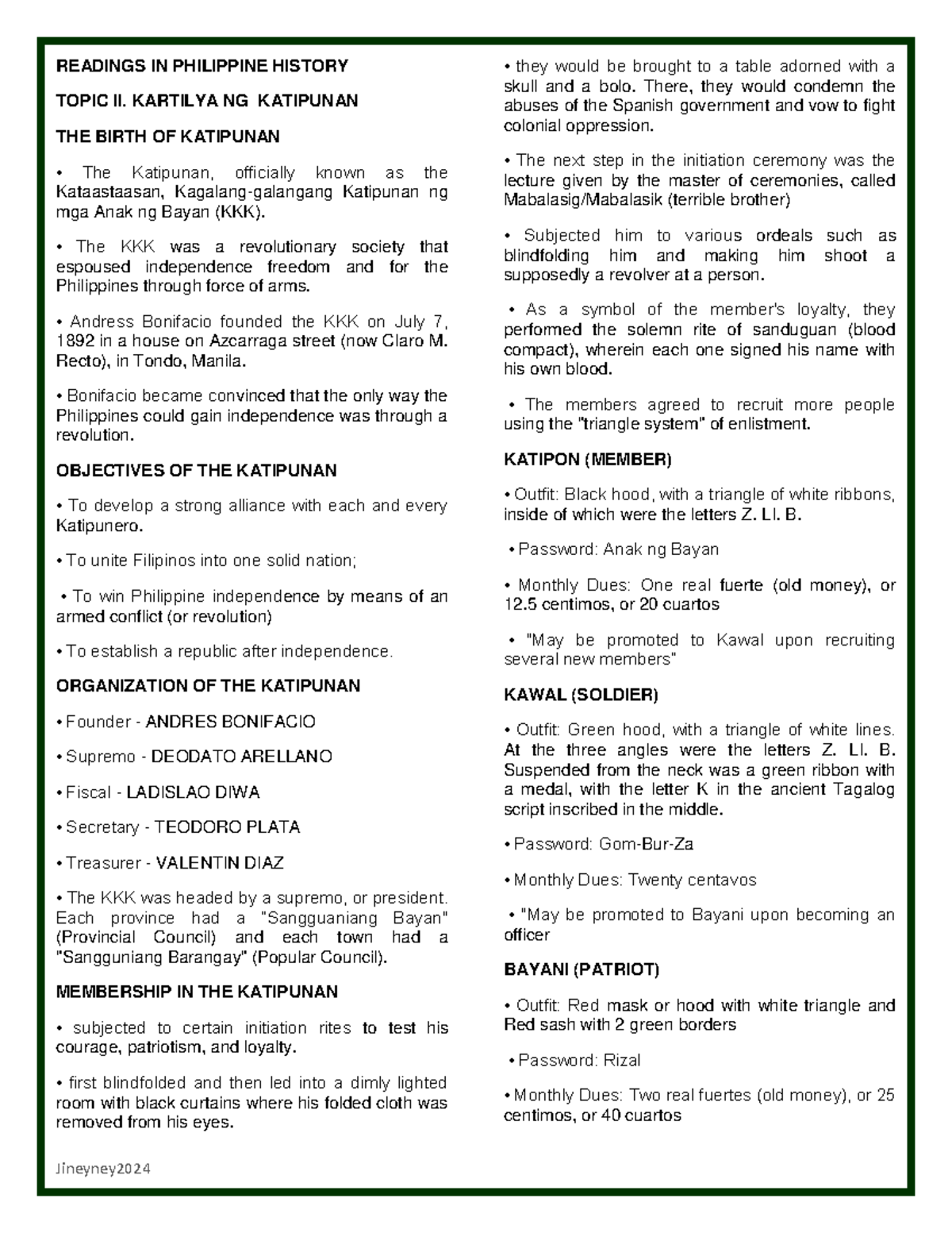 RPH Reviewer FOR QUIZ 2 - Erggergerwrrgrtgw - READINGS IN PHILIPPINE ...