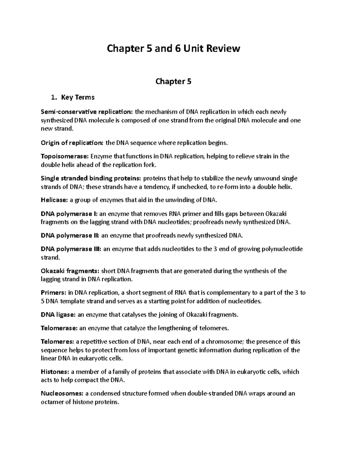 Chapter 5 and 6 Unit Review - Chapter 5 and 6 Unit Review Chapter 5 1 ...