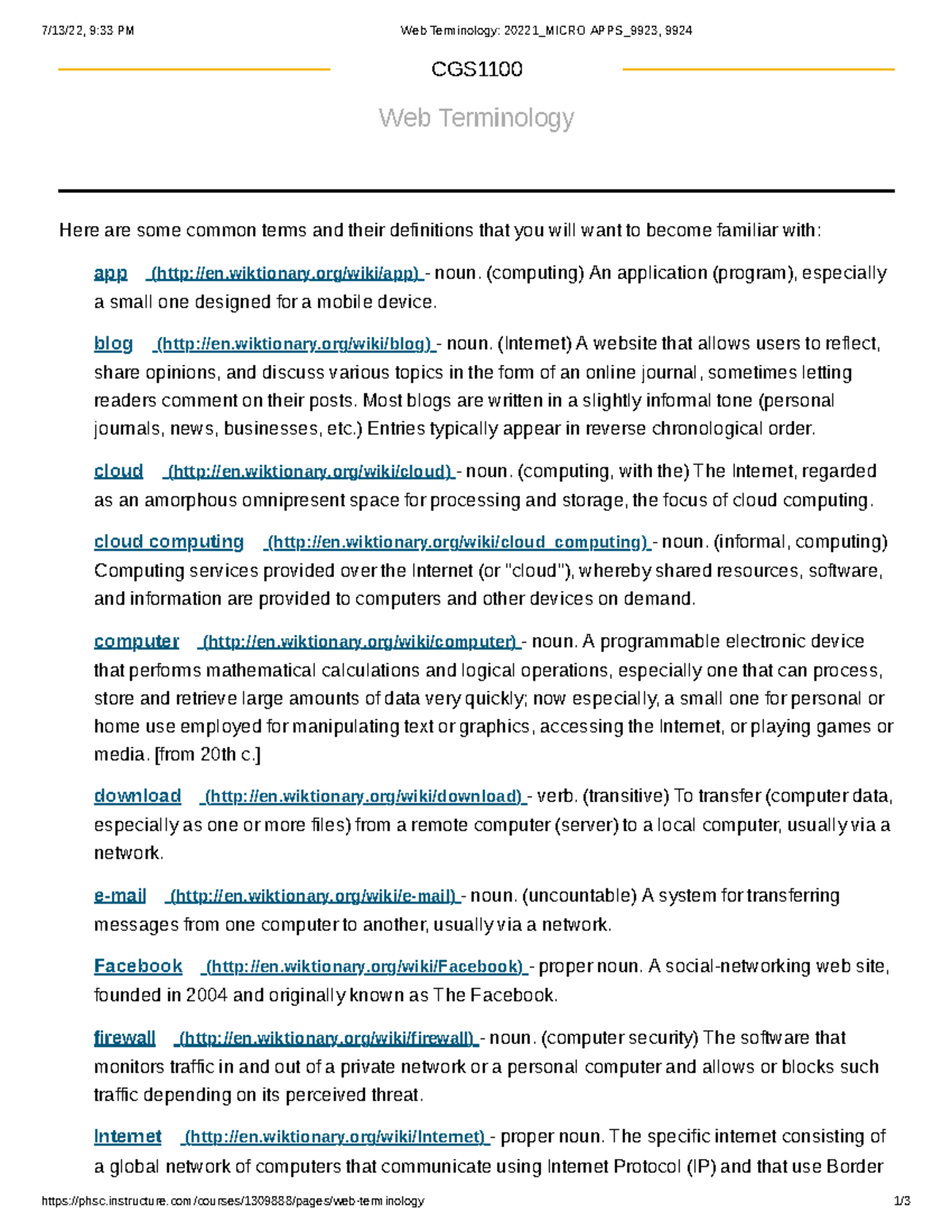 Web Terminology 20221 Micro APPS 9923, 9924 - 7/13/22, 9:33 PM Web ...