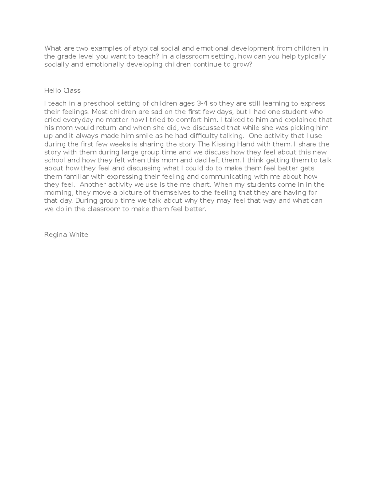 What are two examples of atypical social and emotional development from ...