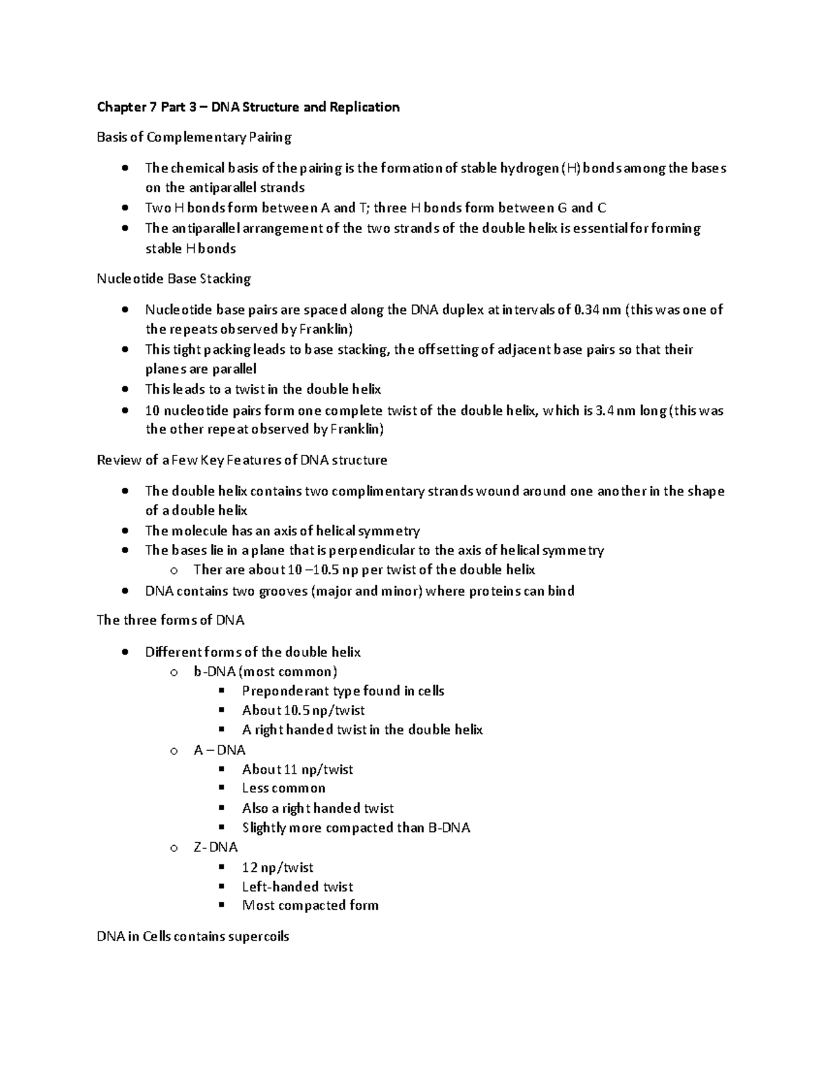 Chapter 7 Part 3 – DNA Structure and Replication - Chapter 7 Part 3 ...