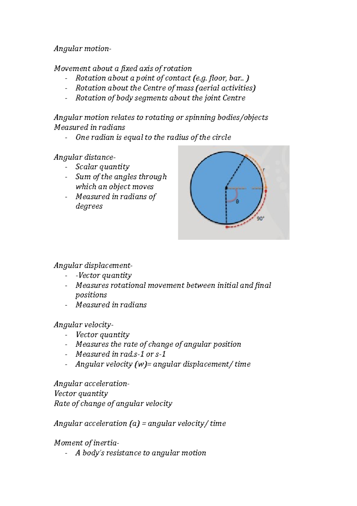 Angular motion- lead lecture 10 - Angular motion- Movement about a ...