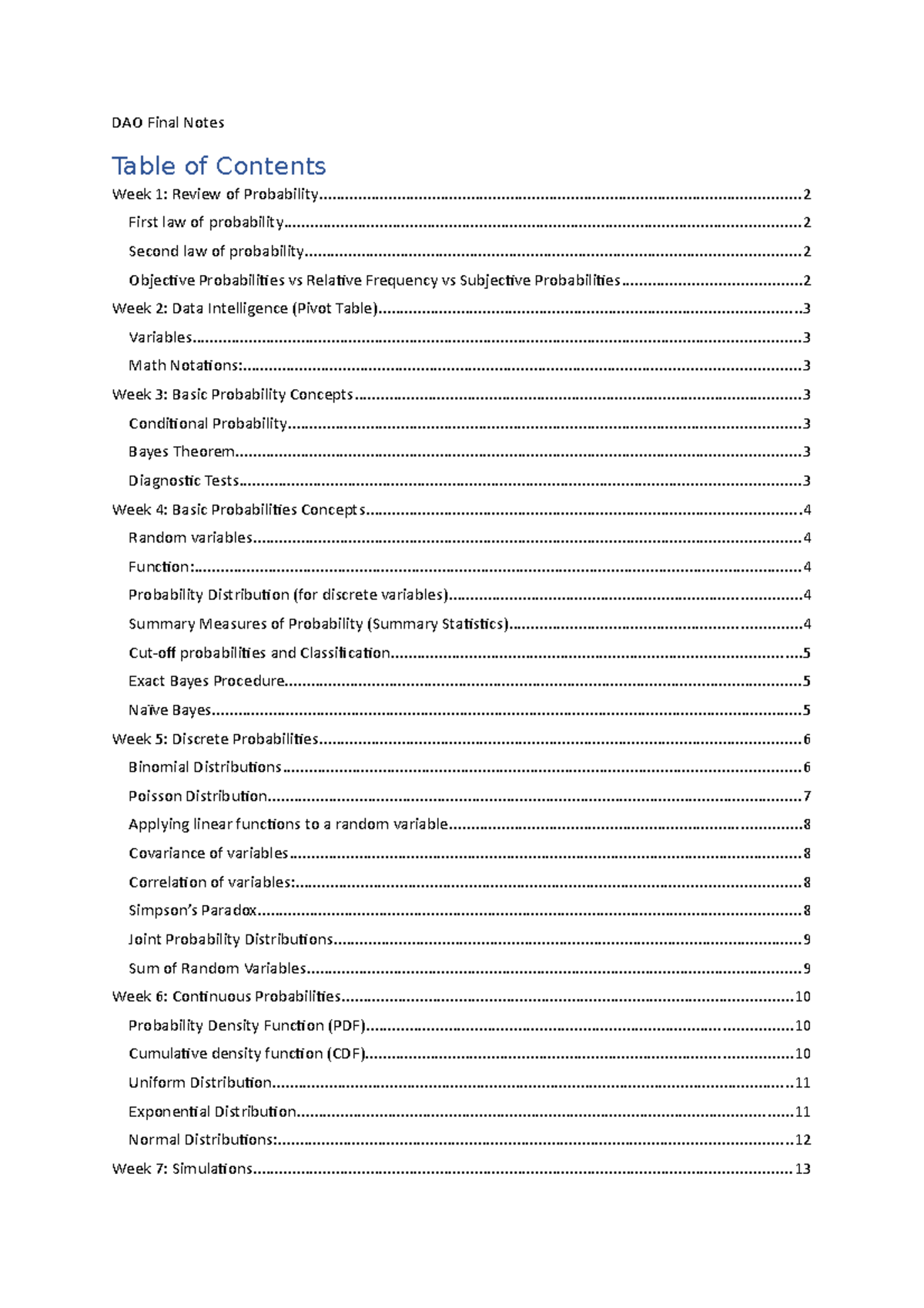 DAO Notes - DAO Final Notes Week 1: Review of - Studocu