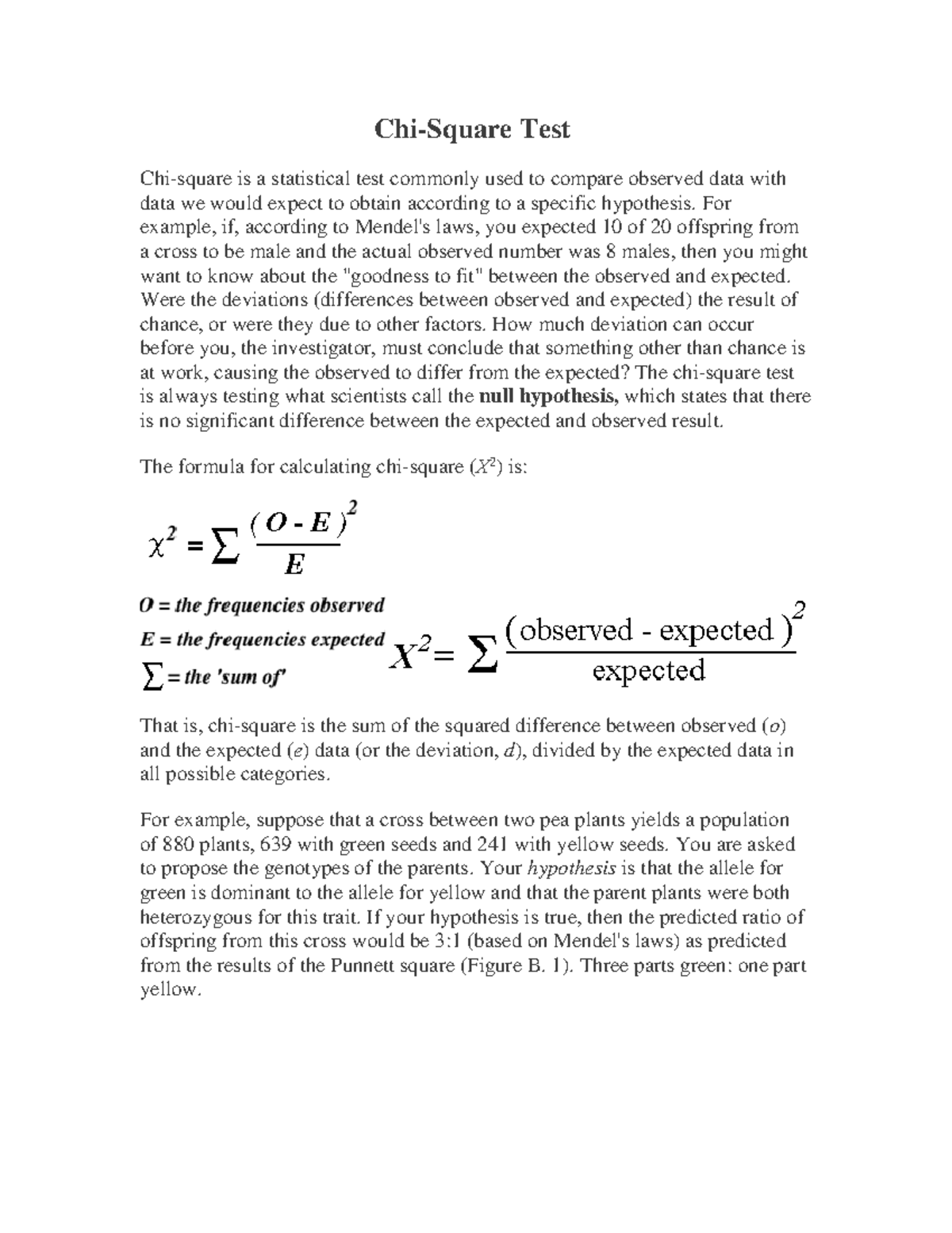 Chisquare - Chi-Square Test Chi-square is a statistical test commonly ...