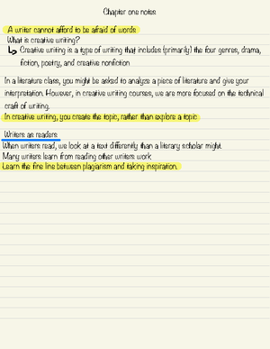 Textbook Notes - Intro to Creative Writing (Chapter 2) - Chapter two ...