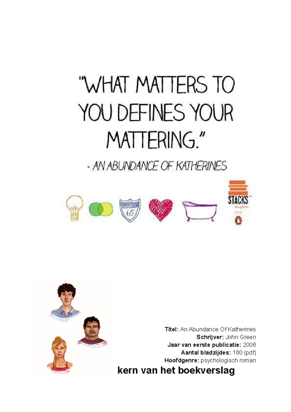 Engels book report An abundance of Katherines - Titel: An Abundance Of ...