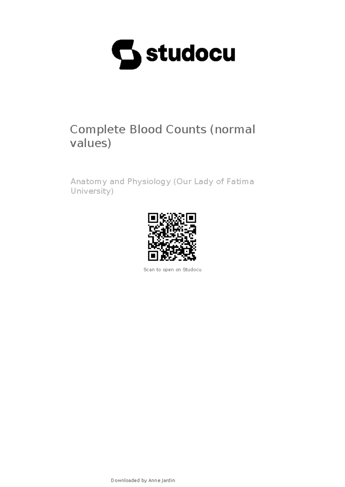 Complete blood counts normal values - Complete Blood Counts (normal ...