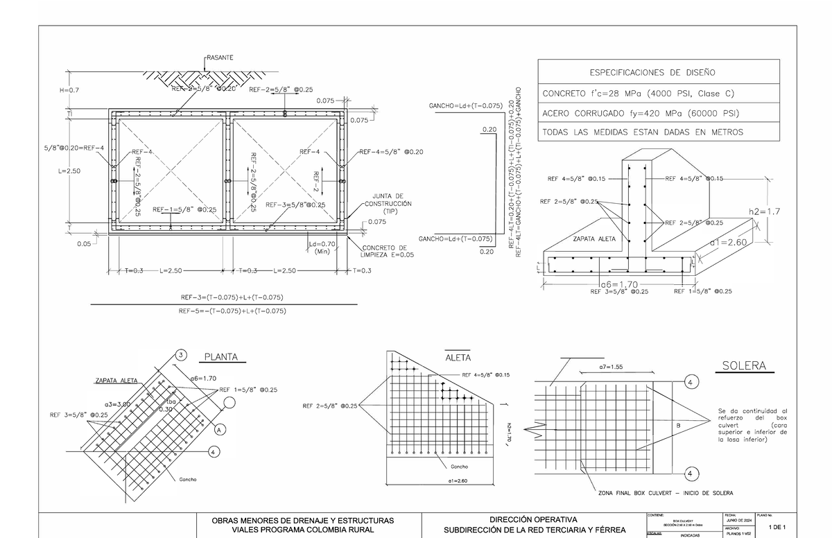 Box Culvert 2x2 - BOX COLOMBIA RURAL 2,5*2,5 - r H j TI I' 5/8"@ ) 20 ...