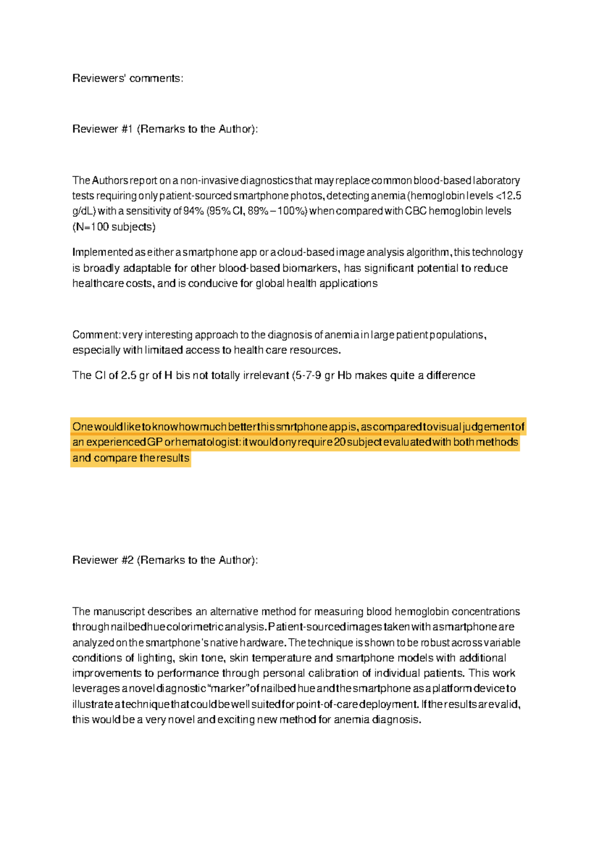 Smartphone app for non-invasive detection of anemia using only patient ...