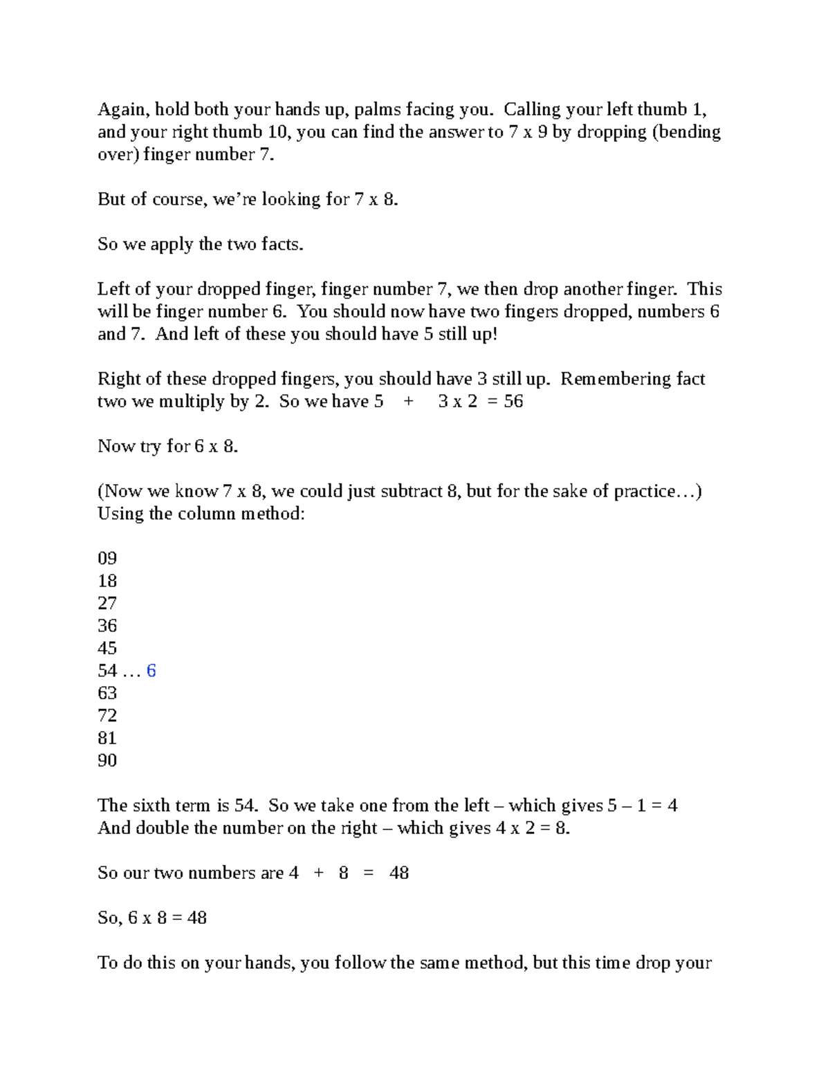The Math Hack Book - Again, hold both your hands up, palms facing you ...