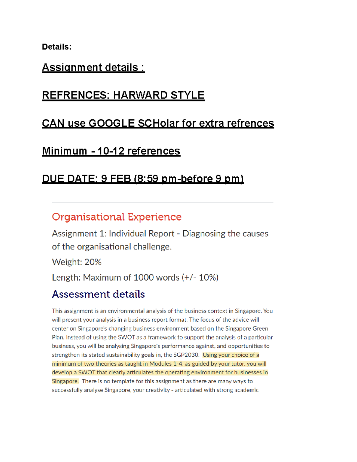 Assignment 1 Proper details - Details: Assignment details : REFRENCES ...