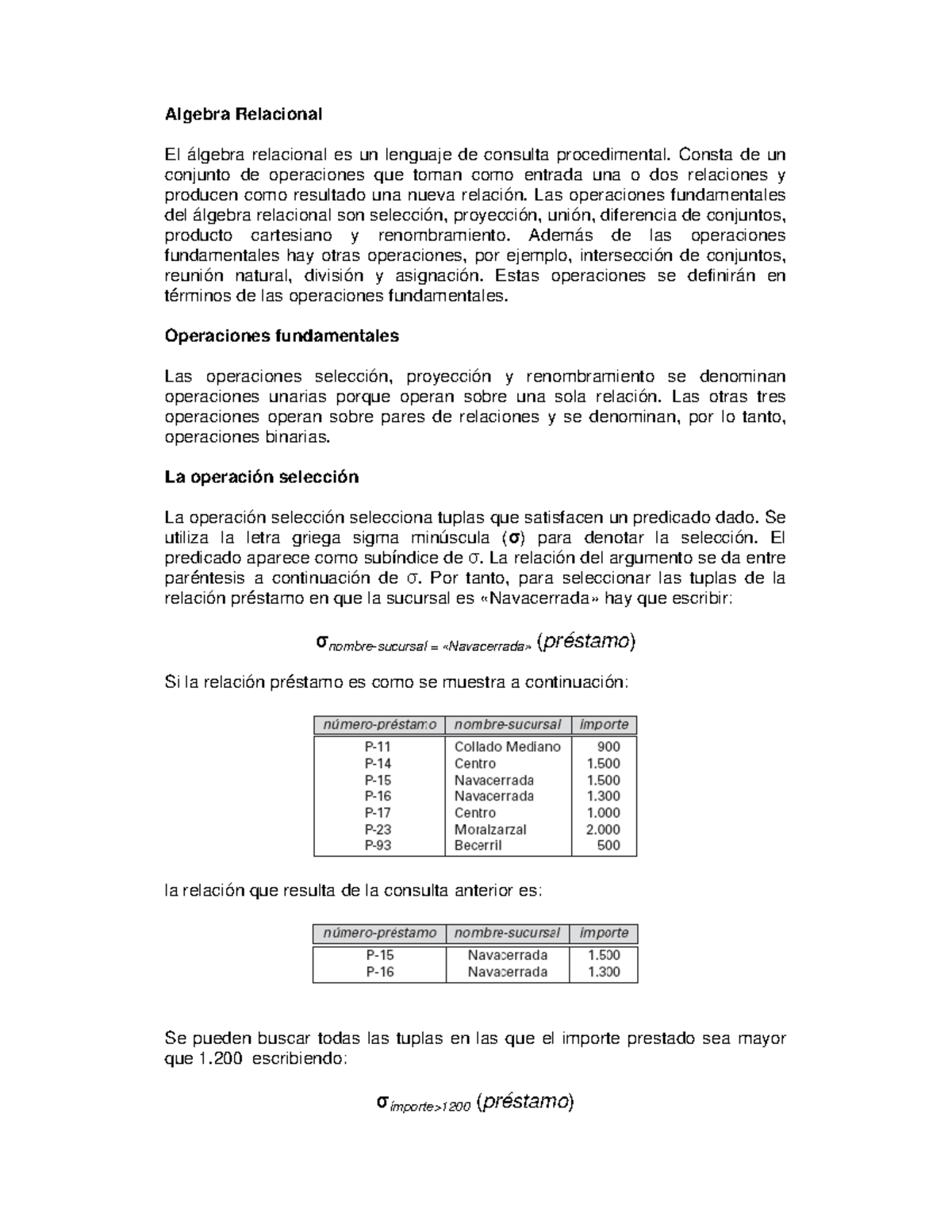Algebra Relacional MySQL - Algebra Relacional El álgebra relacional es ...